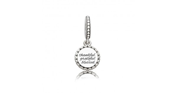 US Outlet Pandora-Pandora Charm-Thankful-Grateful-Blessed Dangle-Silver ...